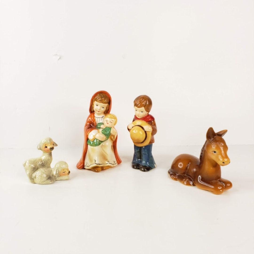 Enesco Christmas Children's Theater Nativity Set 4 Ceramic Pieces 1979 ...