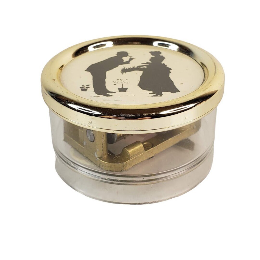Vintage Acrylic Music Box Silhouette Couple on Top Plays the Magic ...