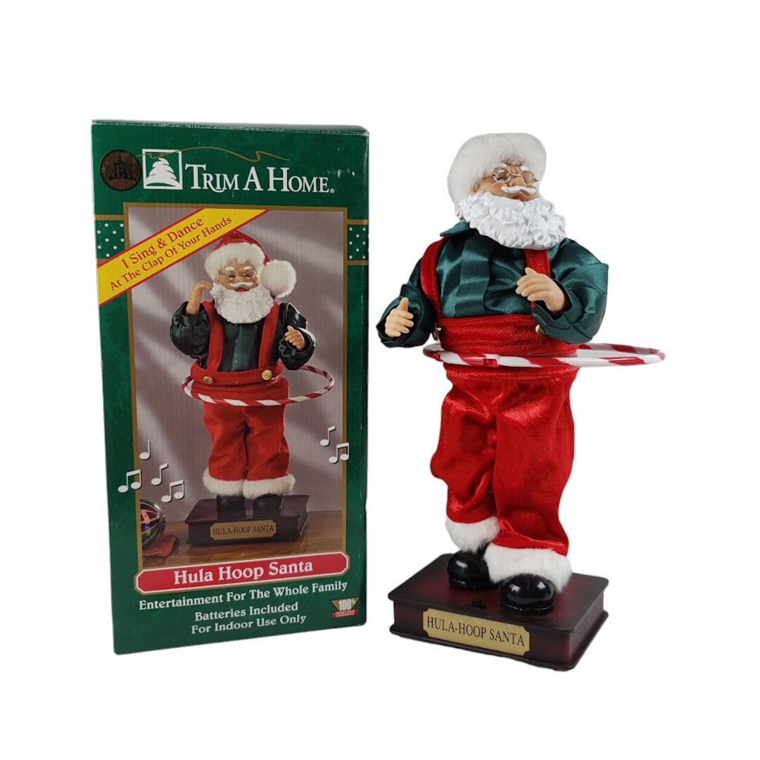 Trim A Home Hula Hoop Santa Animated Christmas Figure Motion Activated ...