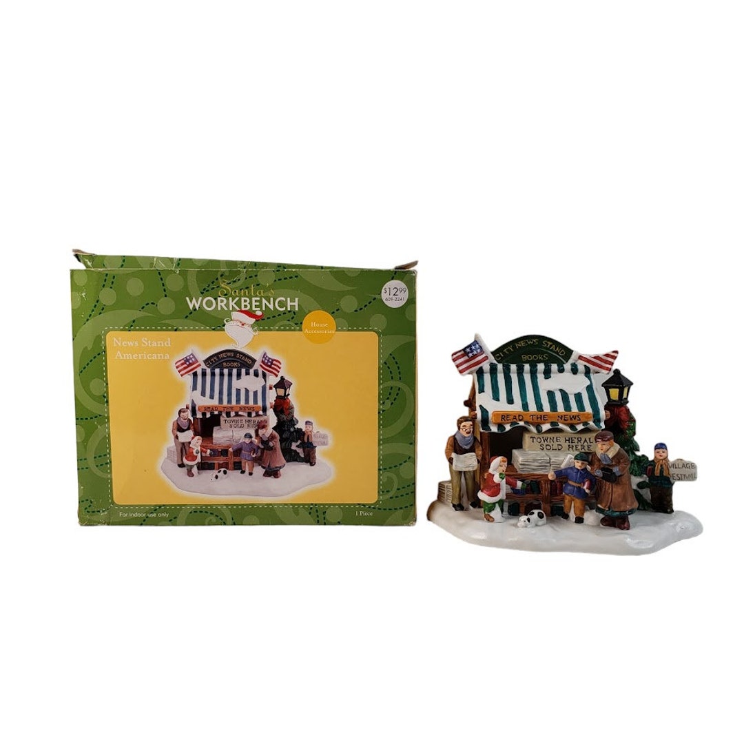 Santa's Workbench News Stand Americana Porcelain Christmas Village ...