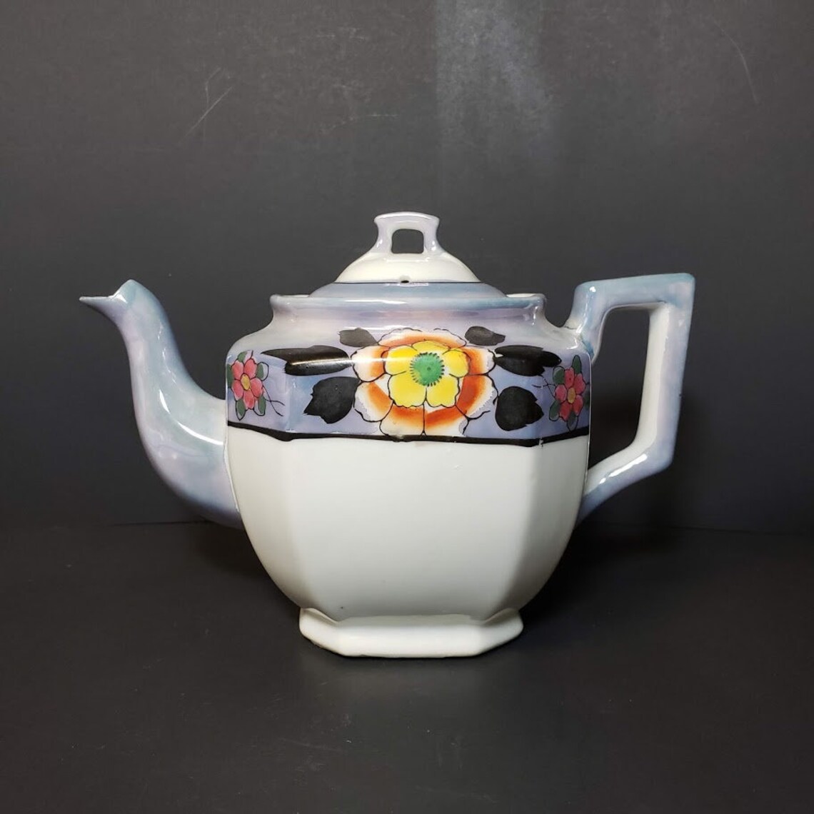 17 Piece Vintage Blue Lusterware Tea Set Made in Japan Teapot Cups ...