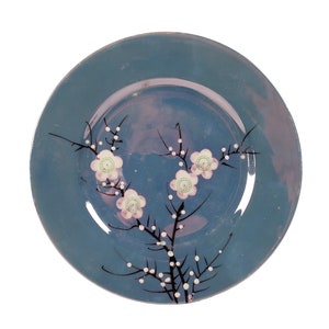 Nippon Cherry Blossom Lusterware Porcelain Tea Cup Saucer Dessert Plate ...