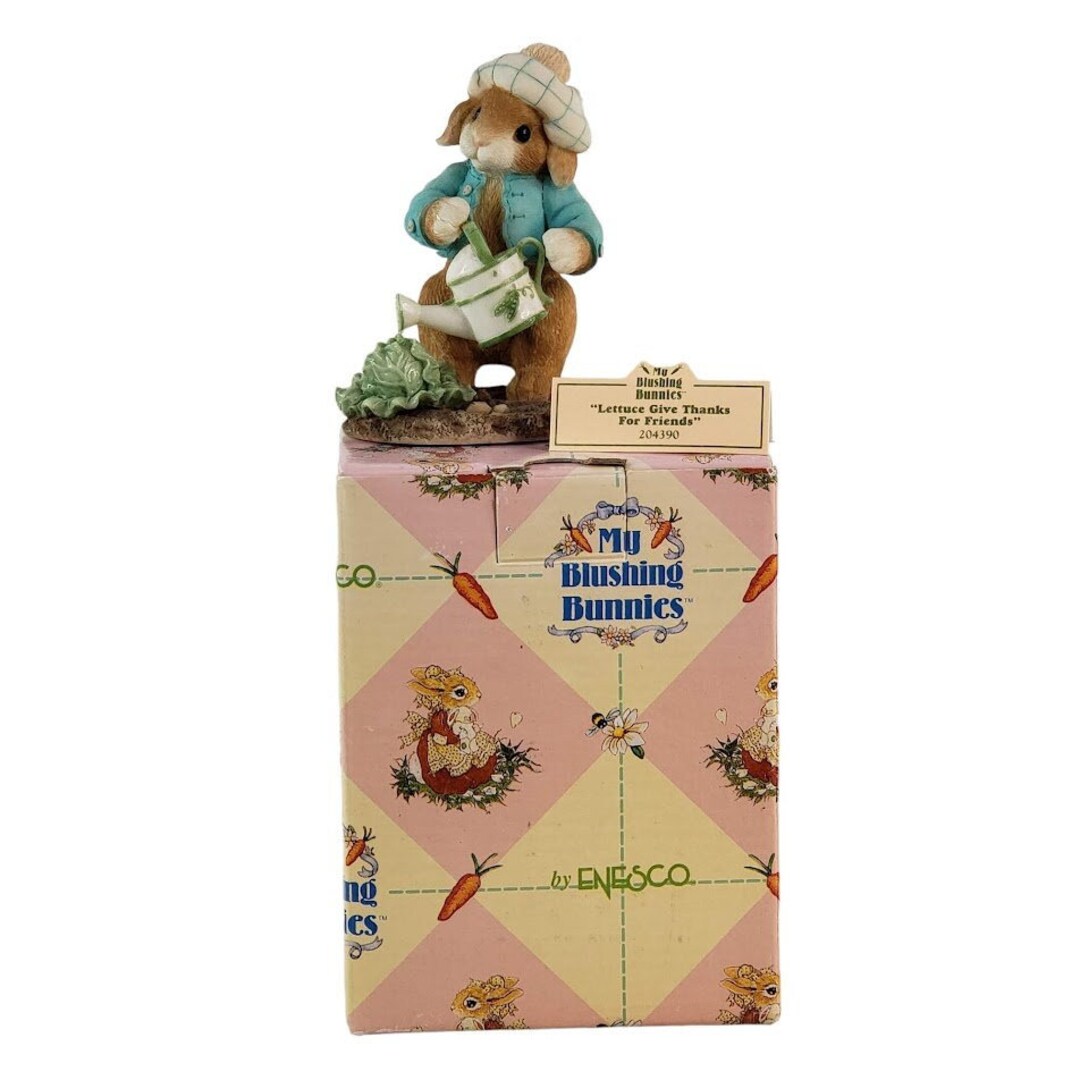 Enesco My Blushing Bunnies Lettuce Give Thanks for Friends Figurine Boy ...