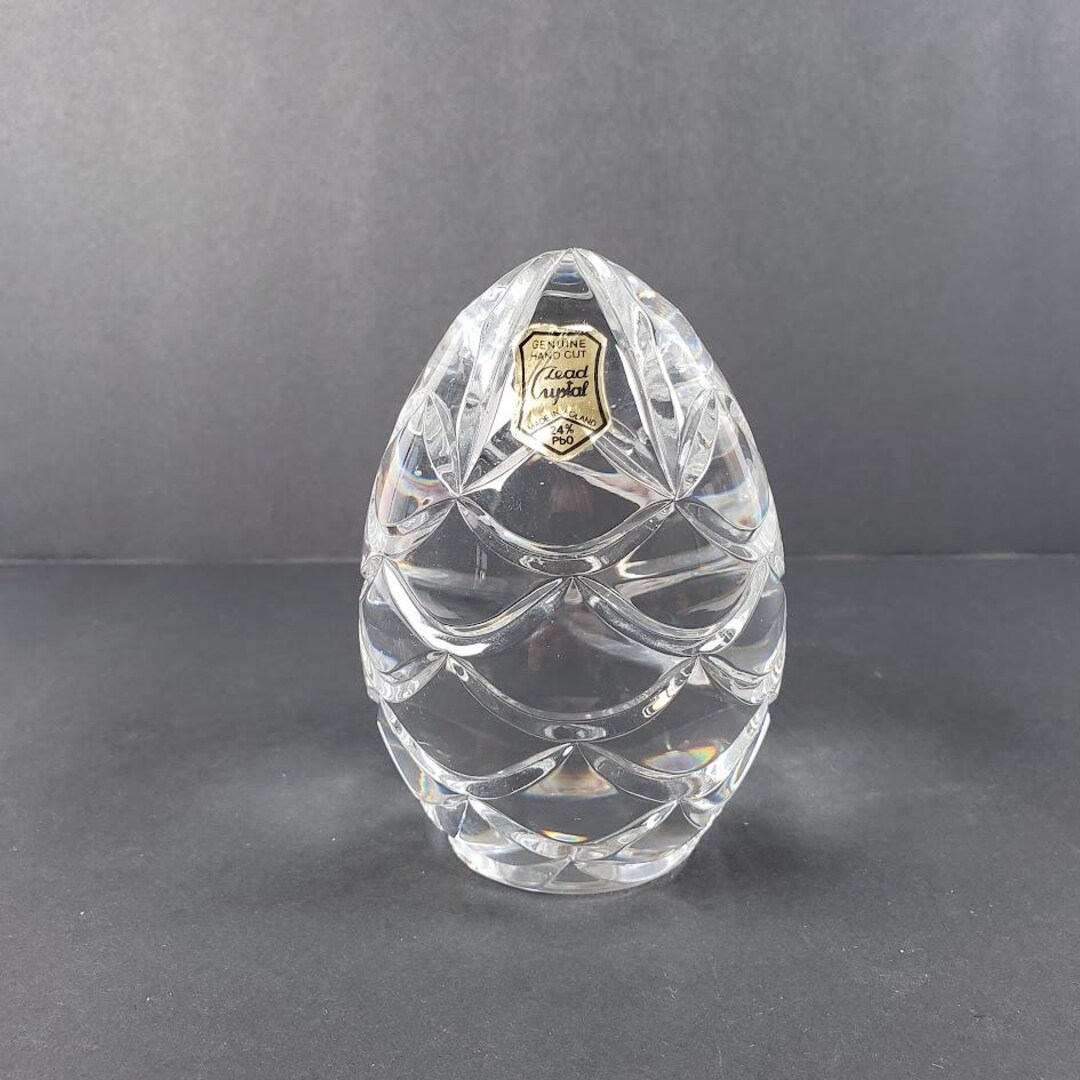 Egg Paperweight Hand Cut 24% Lead Crystal Polished Bottom Scallop ...