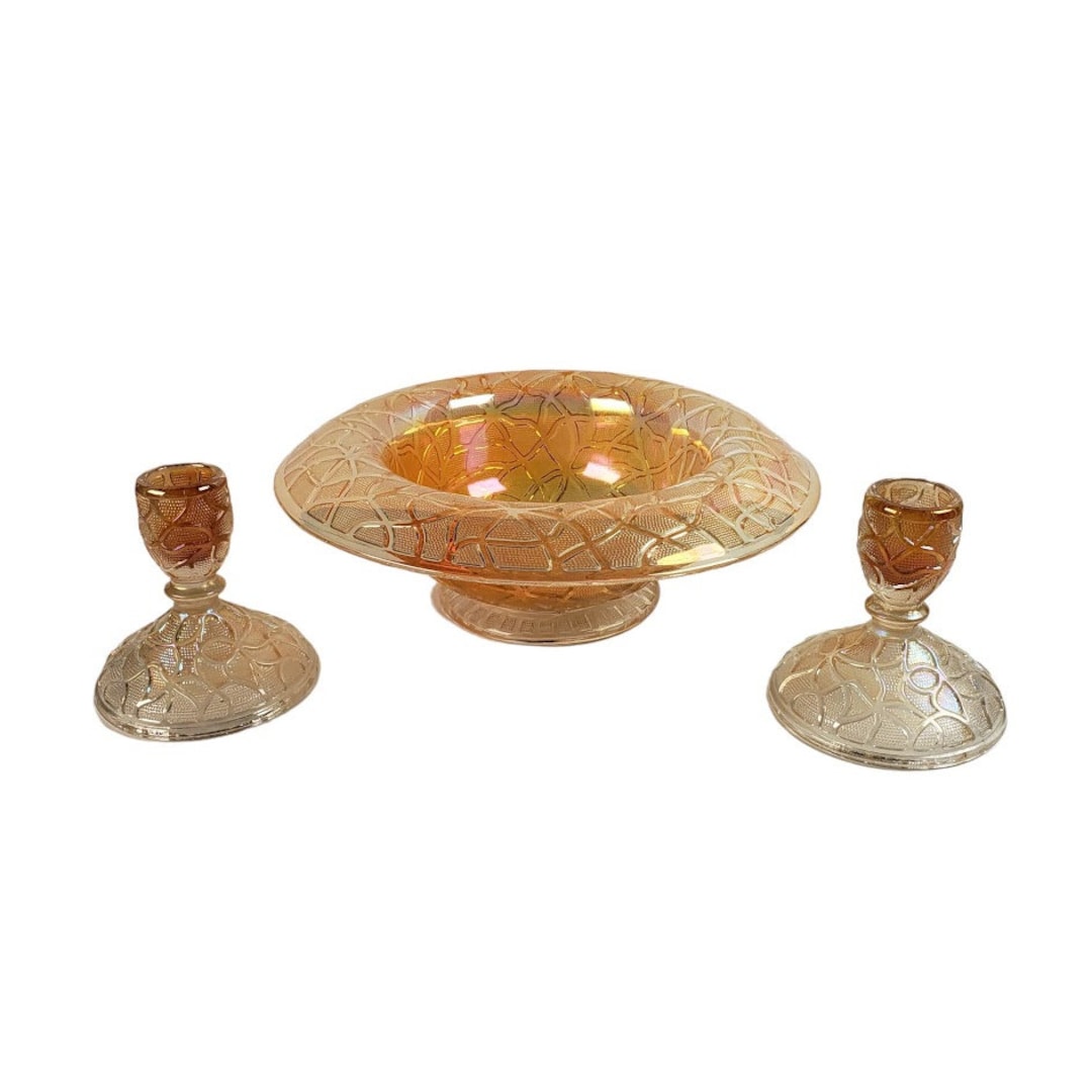 Imperial Glass Tree of Life Compote Bowl and Candlesticks Set Vintage ...