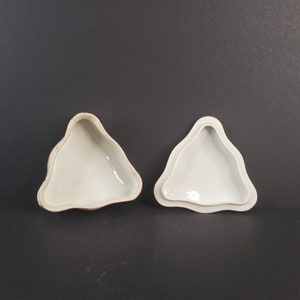 Vintage Trinket Vanity Box Triangle Shape Fine Porcelain Hand Painted ...