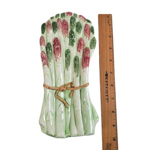 Majolica Art Pottery Asparagus Individual Serving Dish Hand Painted ...