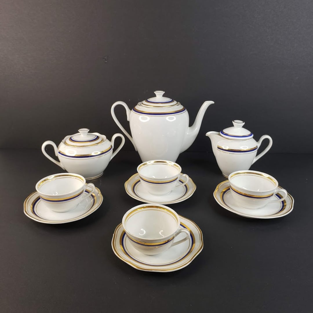 Walbrzych Porcelain Tea Set Made in Poland Teapot Sugar Creamer Cup ...