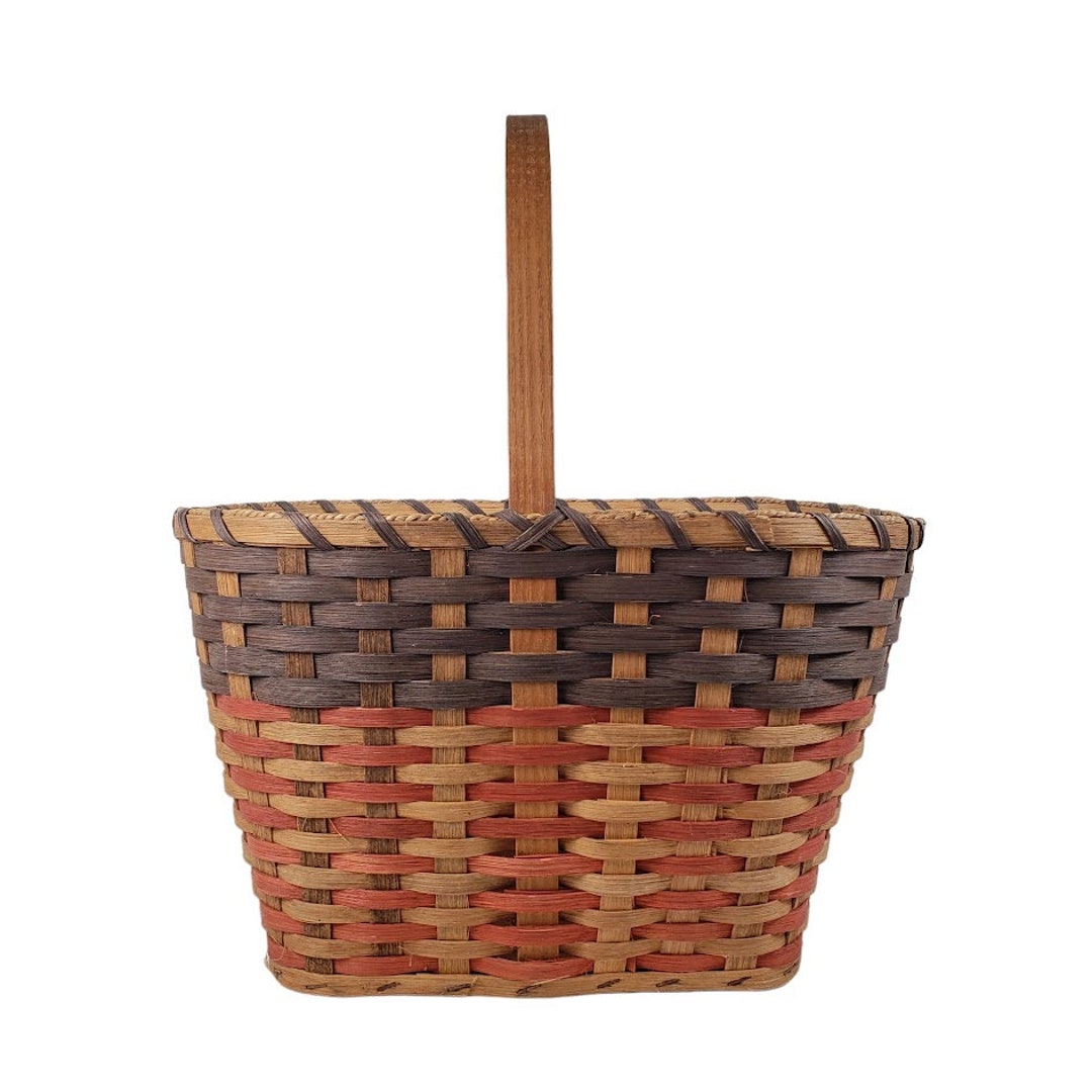 Amish Hand Woven Basket Americana Theme Red Blue Natural Plaits Signed ...