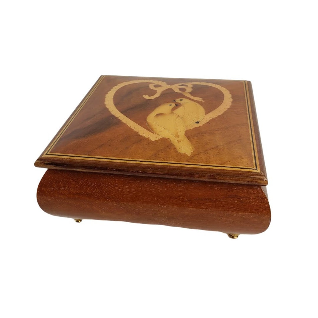 Vintage Jewelry Music Box Lacquered Inlaid Wood Made in Italy - Etsy