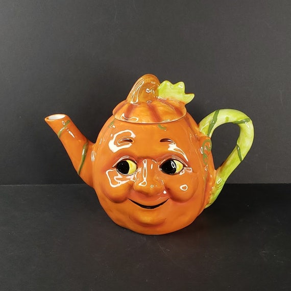 Vintage Anthropomorphic Happy Pumpkin Face Ceramic Teapot | Etsy