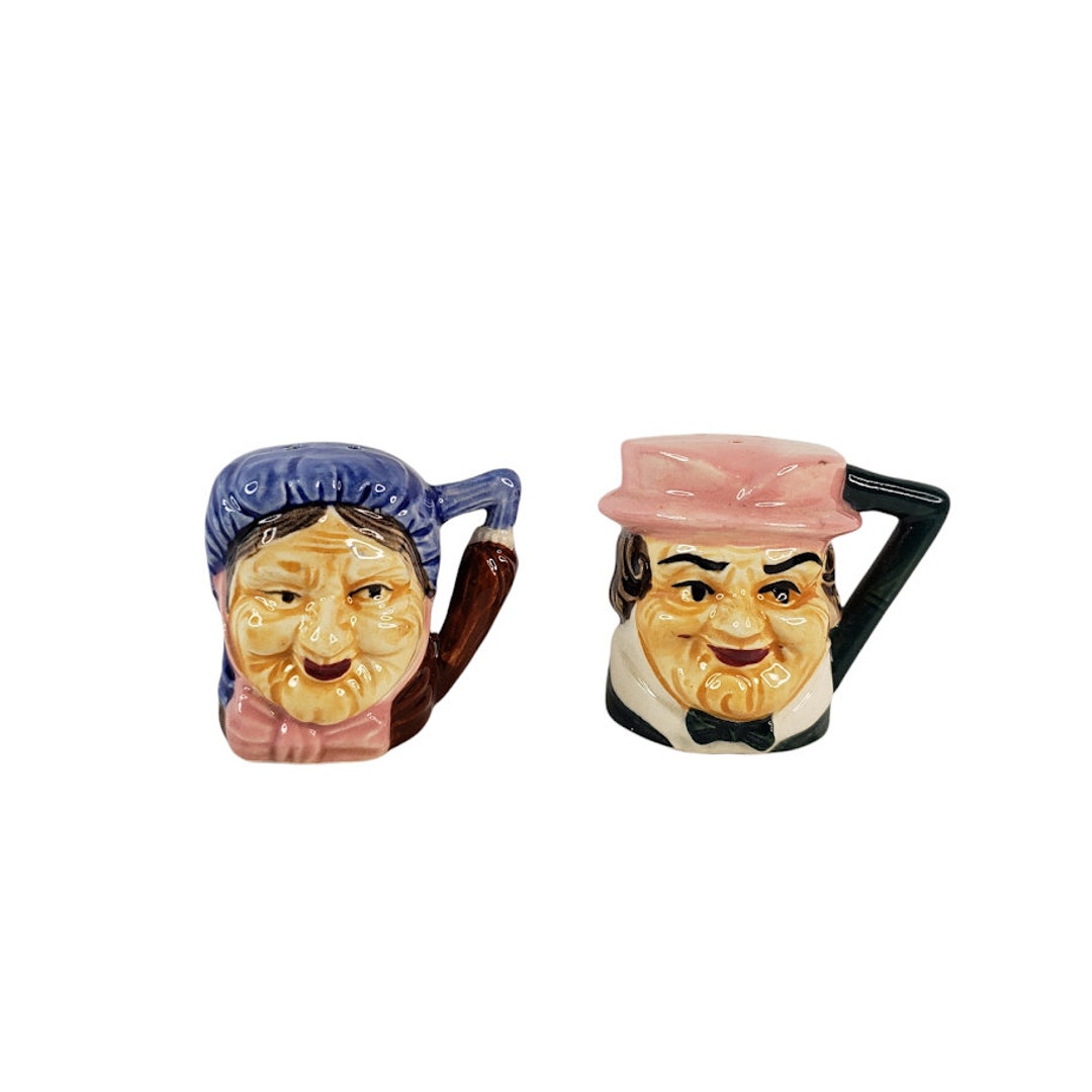 Vintage Toby Old Man and Lady Salt and Pepper Shakers Original Corks ...