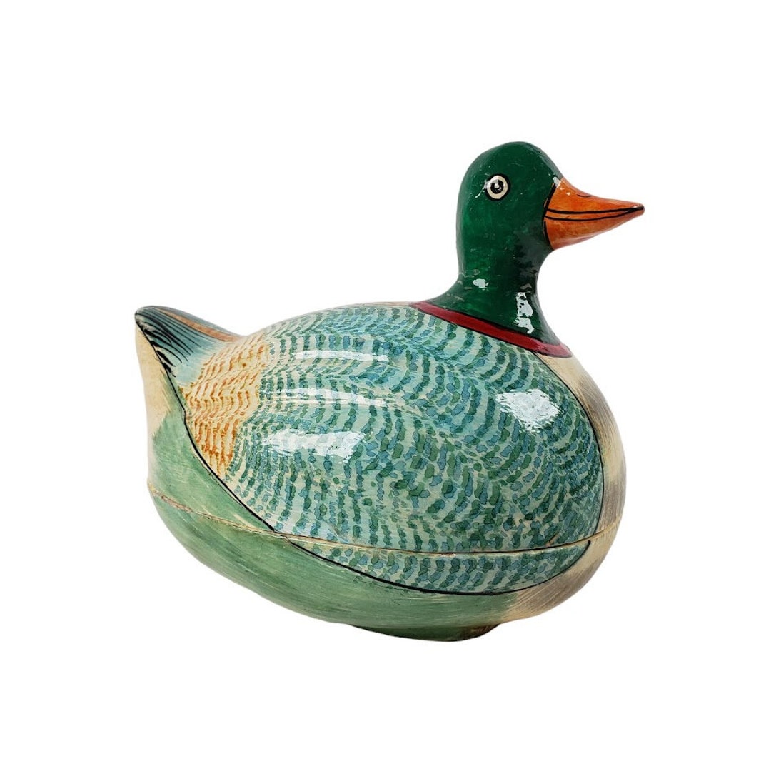 Lacquered Paper Mache Duck Trinket Candy Box Vintage 4 Tall - Etsy