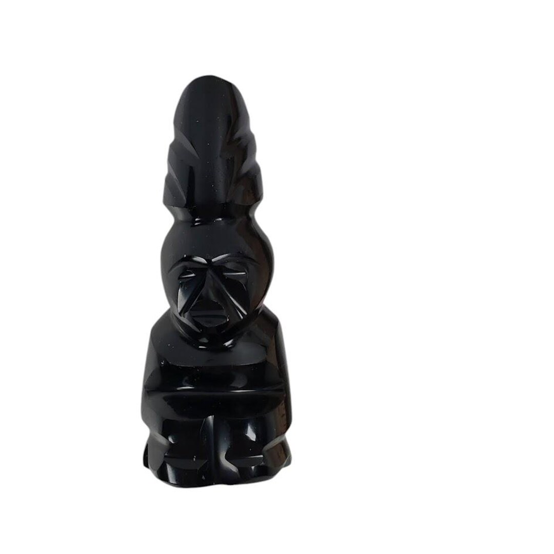 Obsidian Onyx Aztec Myan God Figurine Solid Black 3 3/4" Tall - Etsy