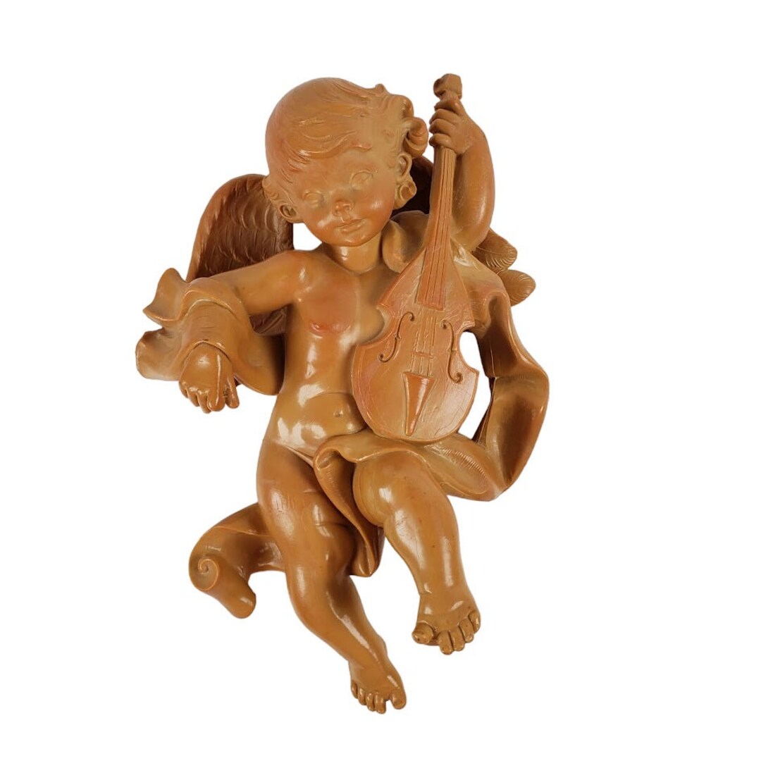 Vintage Angel Cherub With Violin Wall Hanging Made in Italy 11 7/8 ...