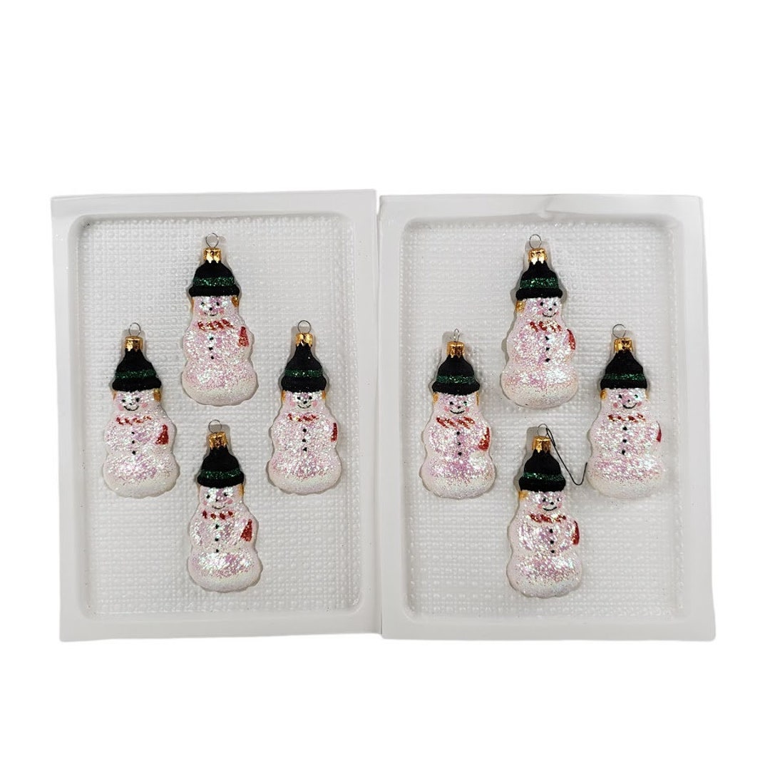 Vintage Christmas Ornaments Iridescent Glitter Snowman Target 2002 Set ...