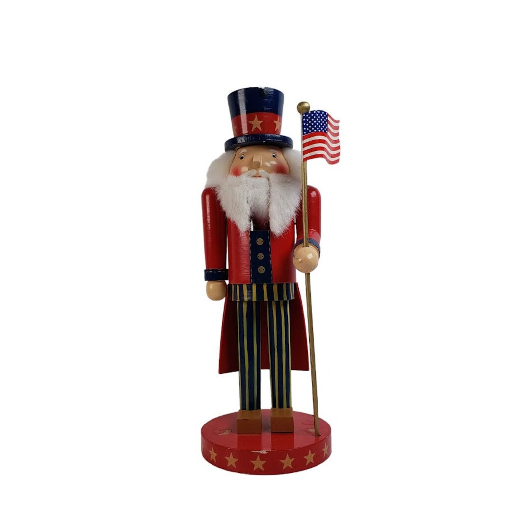 Nanette Hilton Wood Nutcracker Uncle Sam USA Flag Fourth of July ...