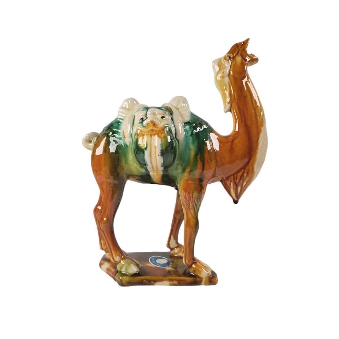 Chinese Bactrian Camel Figurine Sancai Glazed Pottery Made in China Mid ...