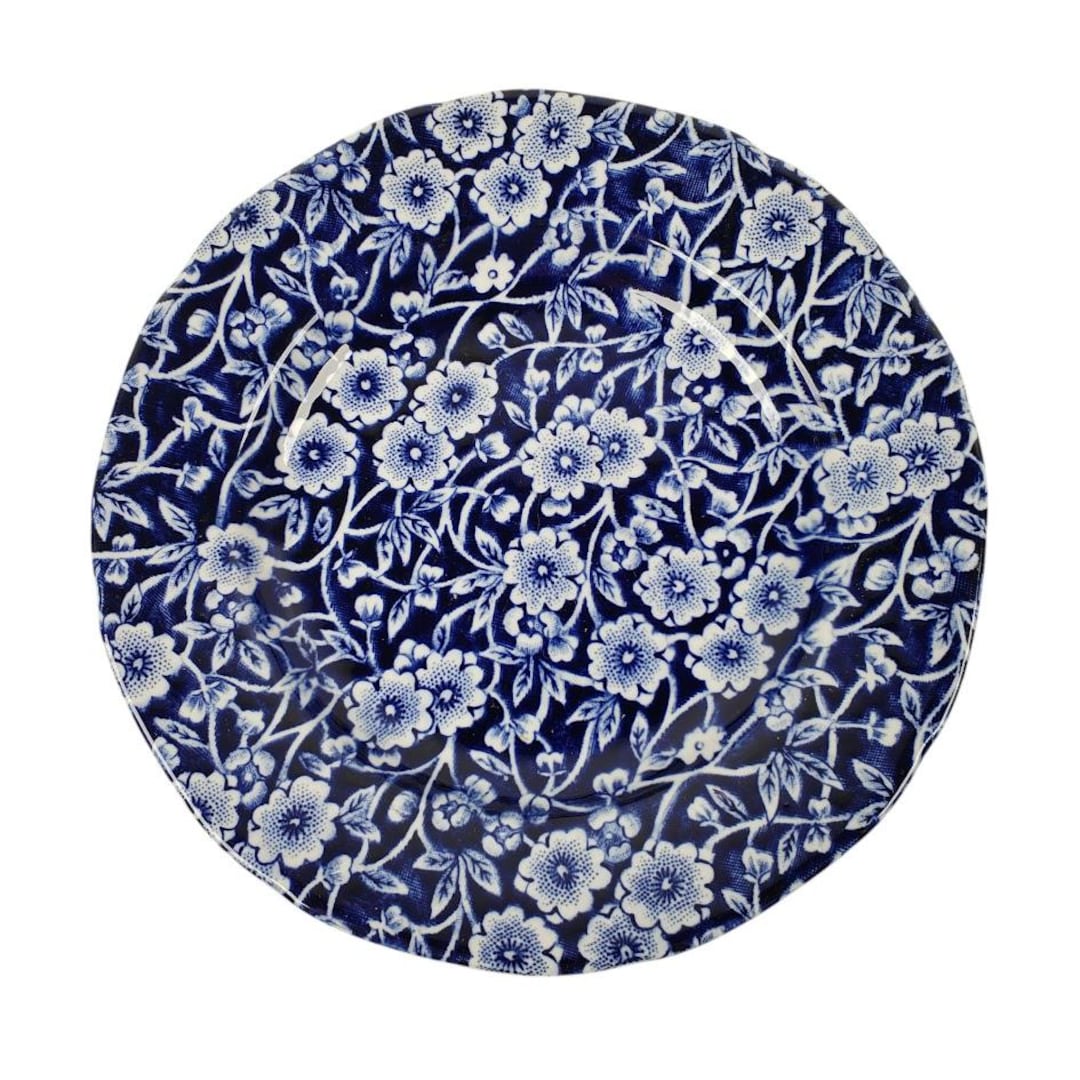 Crownford China Co Calico Coupe Cereal Bowl Blue Chintz Staffordshire ...