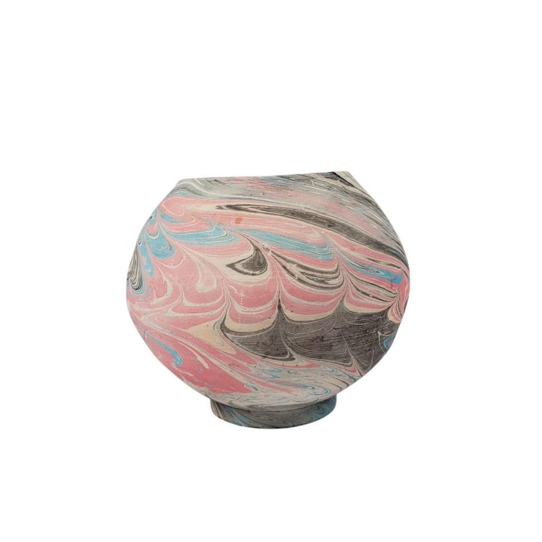 Vintage Niloak Art Pottery Pot Signed Regina Pink Blue Gray Swirl 4 1/4 ...