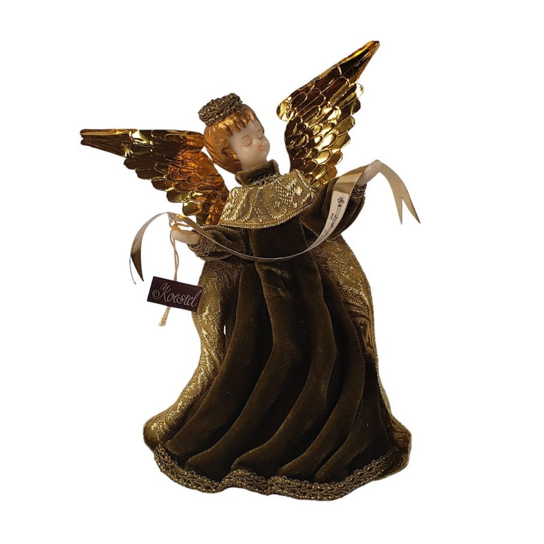 Koestel Christmas Angel Tree Topper Wax Head Hands Vintage Hand Made ...
