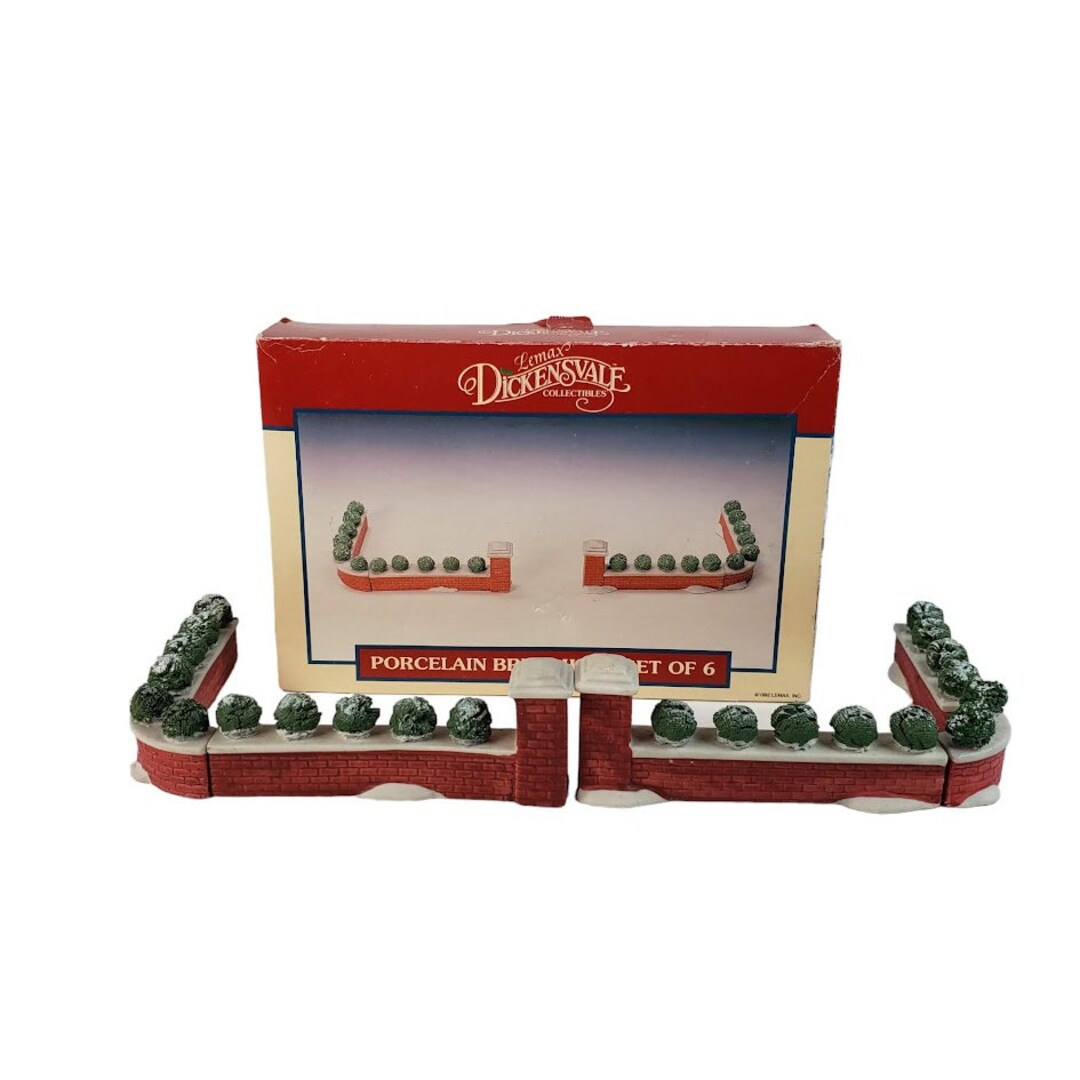 Lemax Dickensvale Porcelain Brick Wall Set of 6 Village Accessory 23059 ...