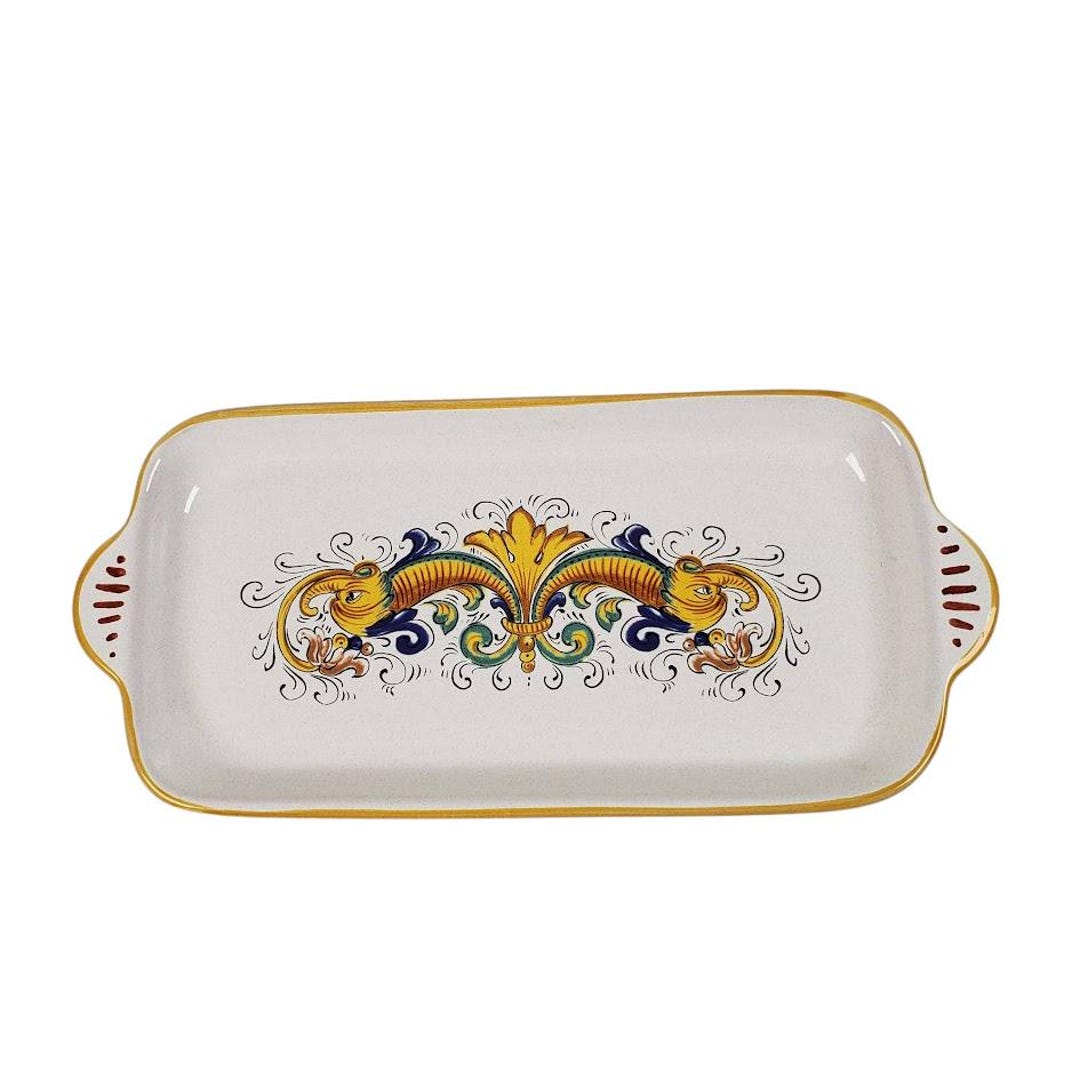 Deruta Italy Serving Tray Ceramic Raffaellesco Dragon Small Platter 11 ...