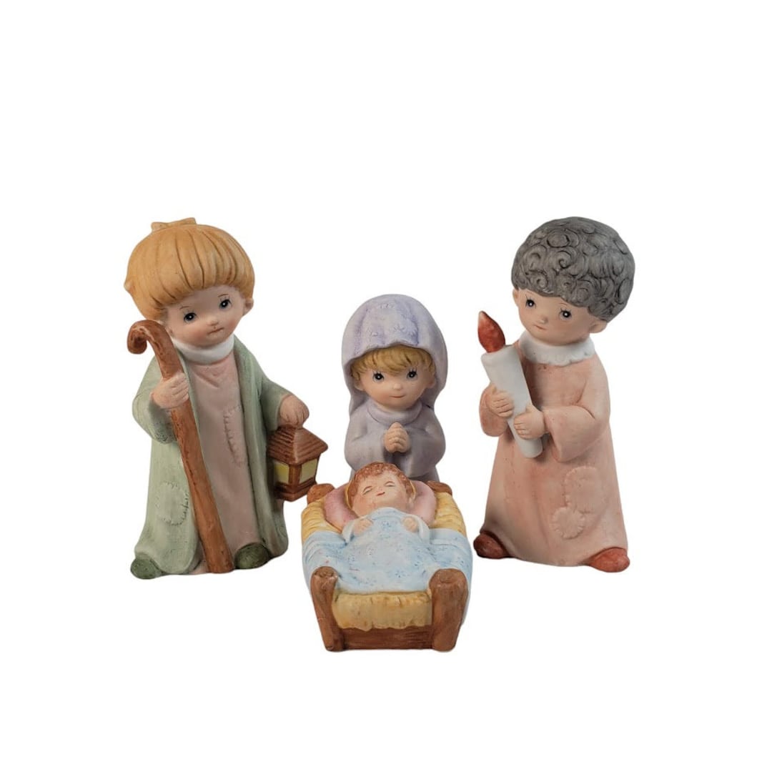 Vintage Homco Nativity Figurines Porcelain Children 4 Pieces Item 5602 ...