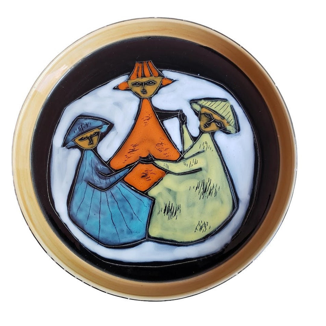 Tin Glaze Italian Cast Art Pottery Rim Dish Maiolica C1960s Mid Century ...