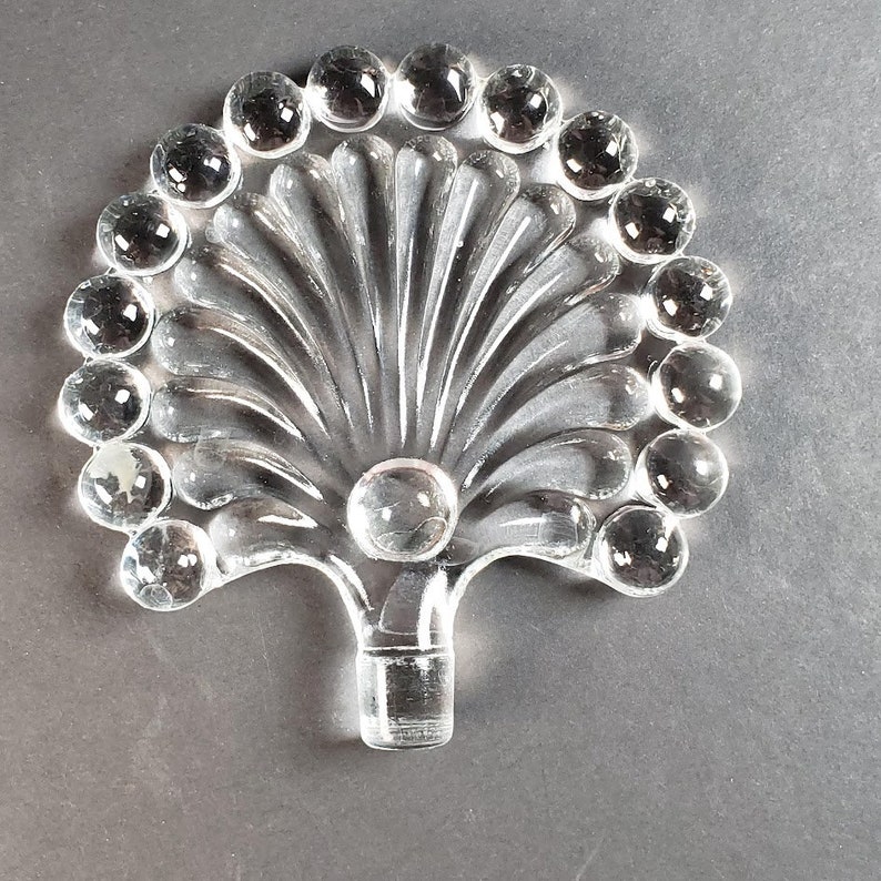 Vintage Perfume Bottle With Fan Shape Stopper Clear Pressed Glass Art ...