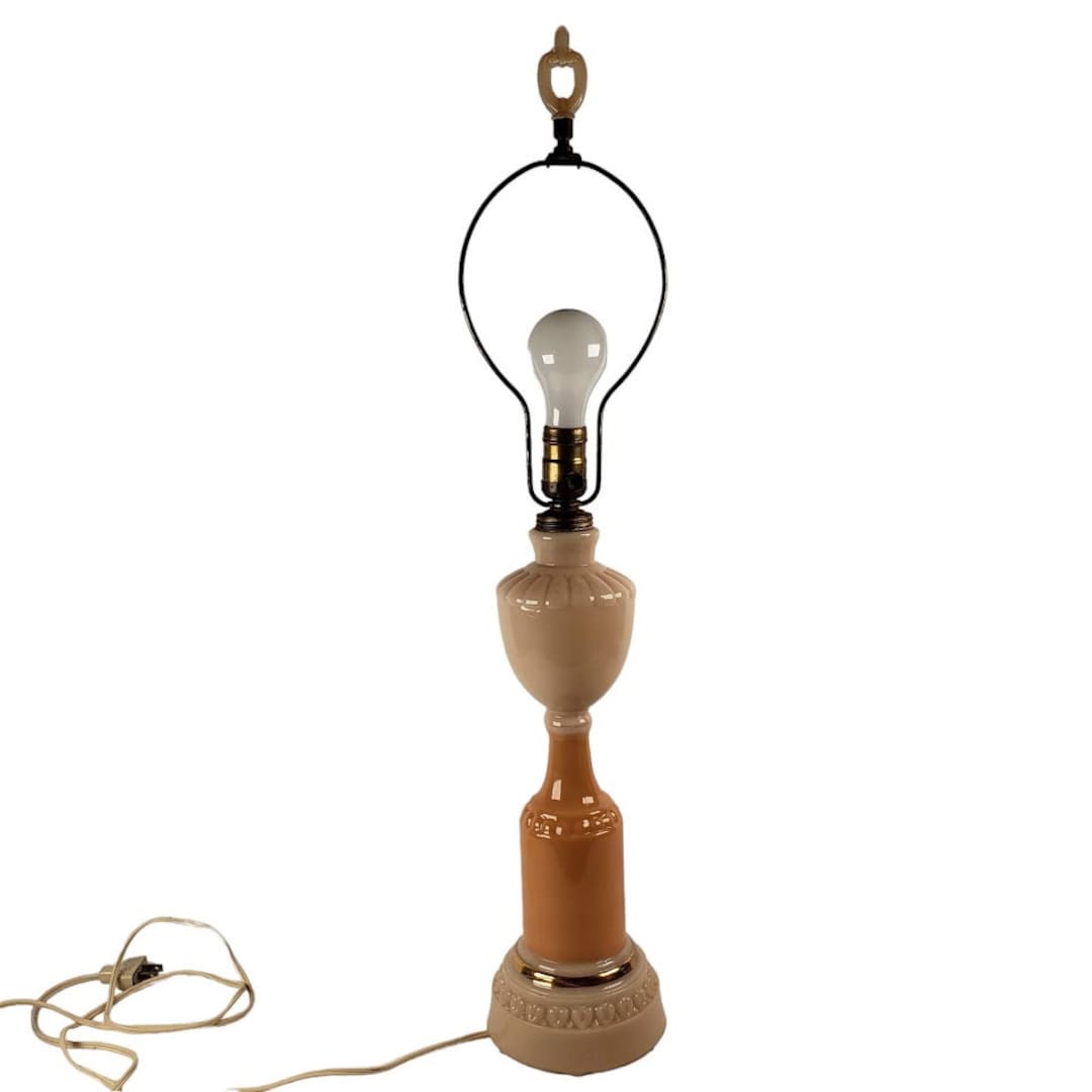 Aladdin Alacite Glass Table Lamp With Finial Peach C1930s Works 29 1/2 ...