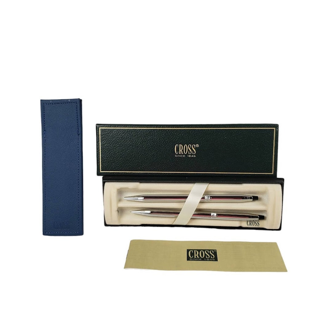 Cross Pen Pencil Set Vintage Stainless Steel Shell Pattern Includes ...