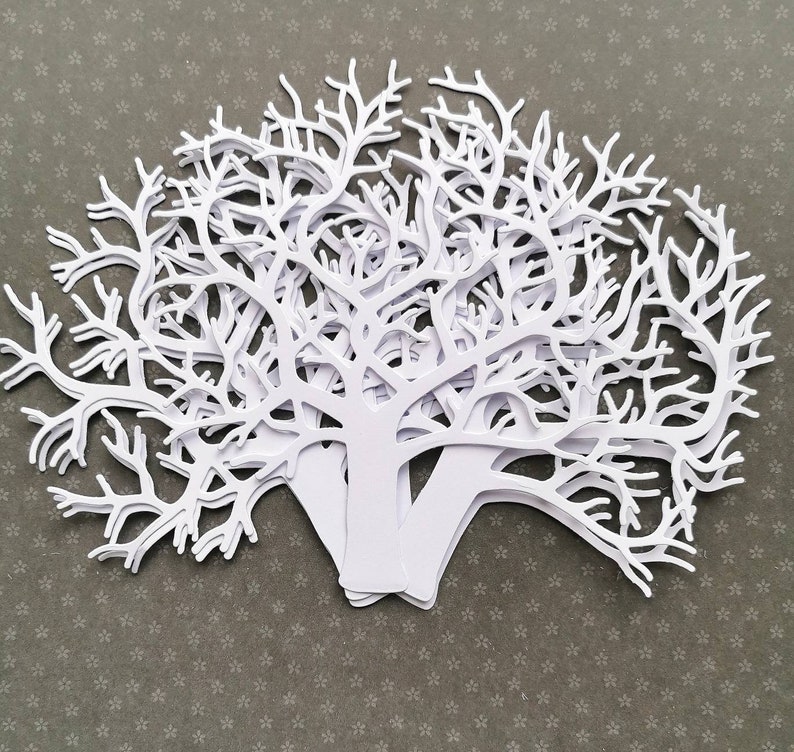 White Die Cut Tree, Family Tree, Tree of Life, Card Topper, DIY, Craft ...