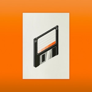 Floppy Disk Customisable Risograph Print - Etsy