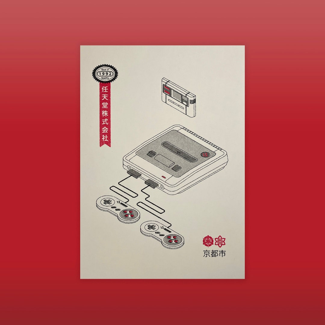 Nintendo SNES Risograph Print - Etsy