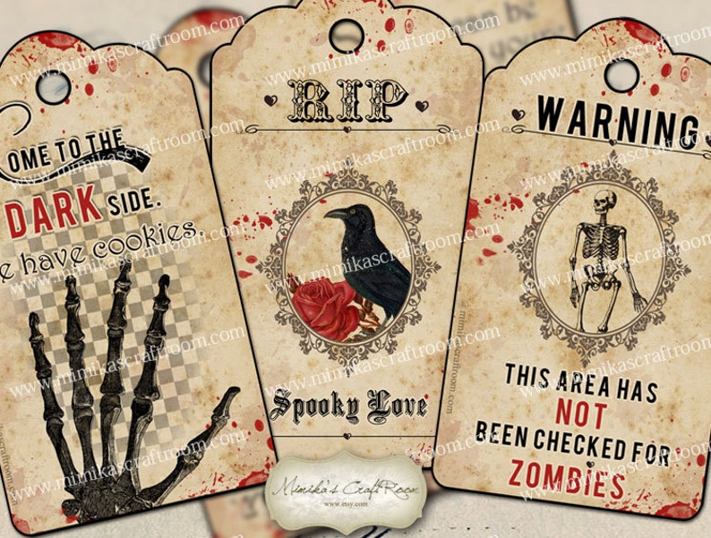 Halloween Tags Halloween Labels Printable Tags Digital Collage Sheet ...