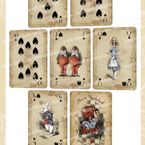 Alice in Wonderland Playing Cards Printable Digital Collage Sheet - Etsy