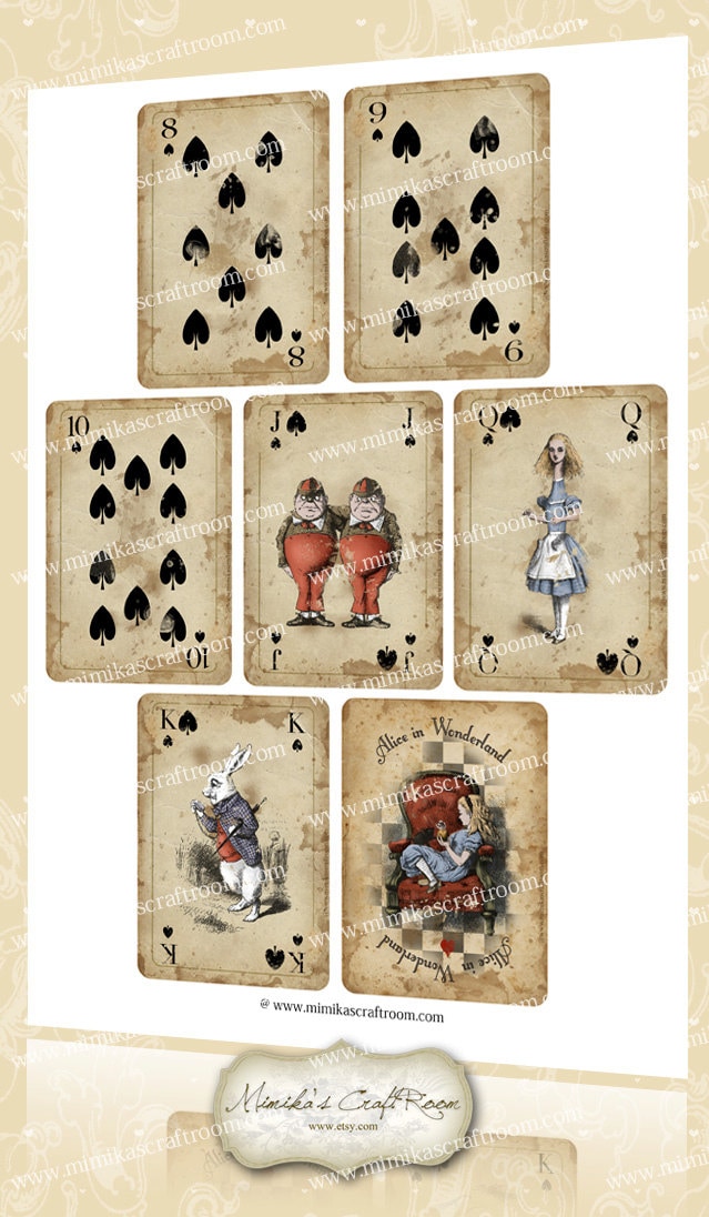 Alice in Wonderland Playing Cards Printable Digital Collage Sheet ...