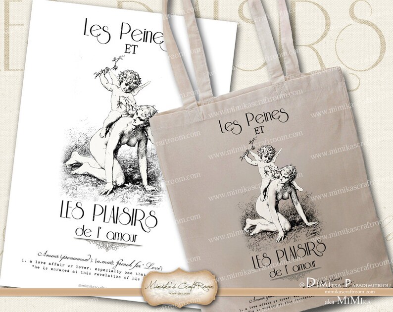 AMOUR, Digital Transfer Vintage Image Iron on Digital Collage Sheet ...