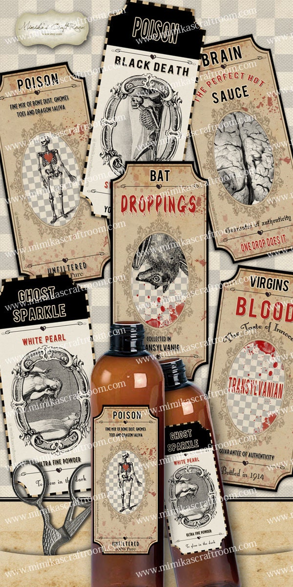 Halloween Apothecary Labels, Halloween Bottle Digital Labels, Halloween ...