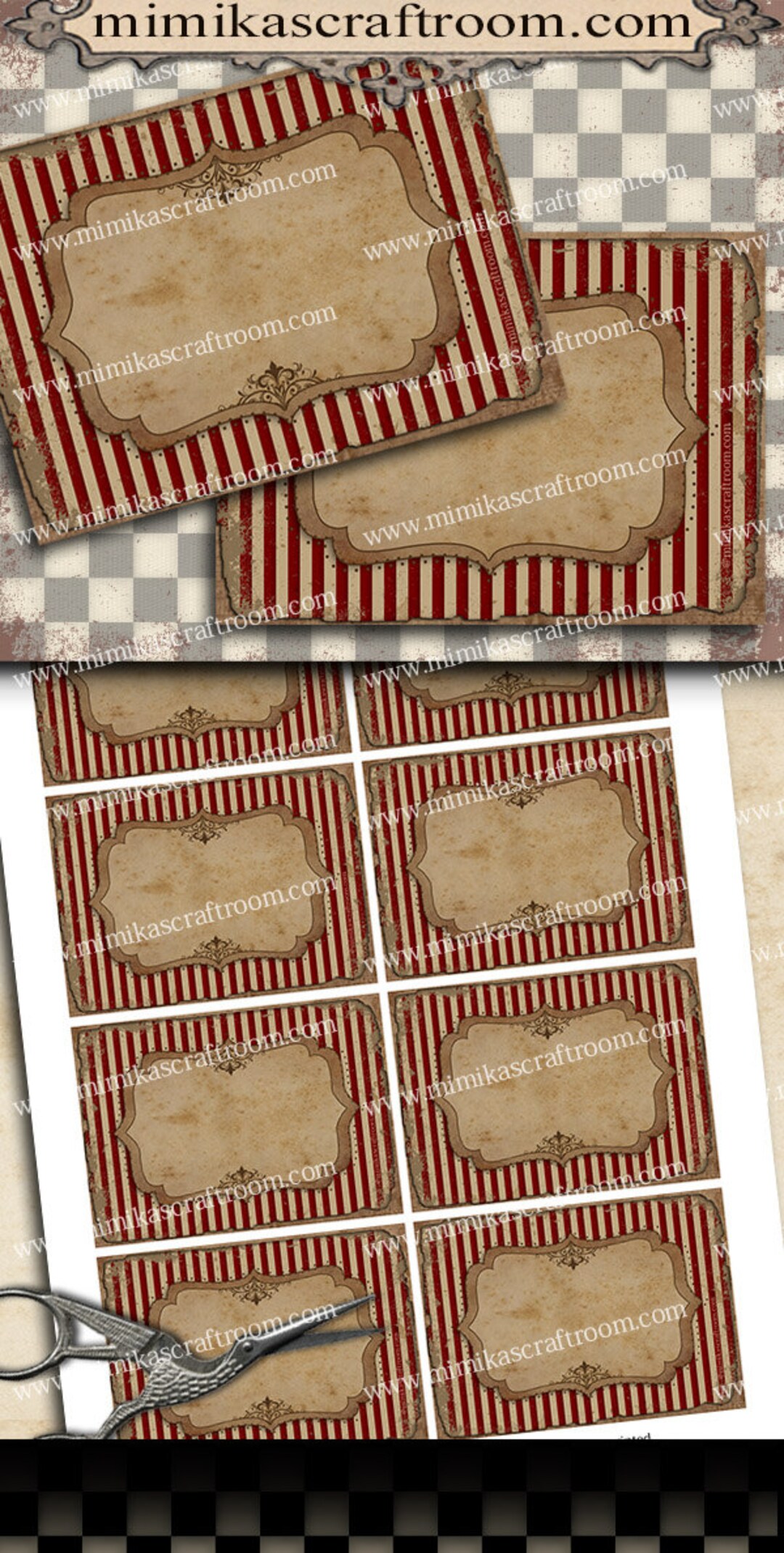 Christmas Printable Striped Labels, Editable Label, Stripe Digital ...