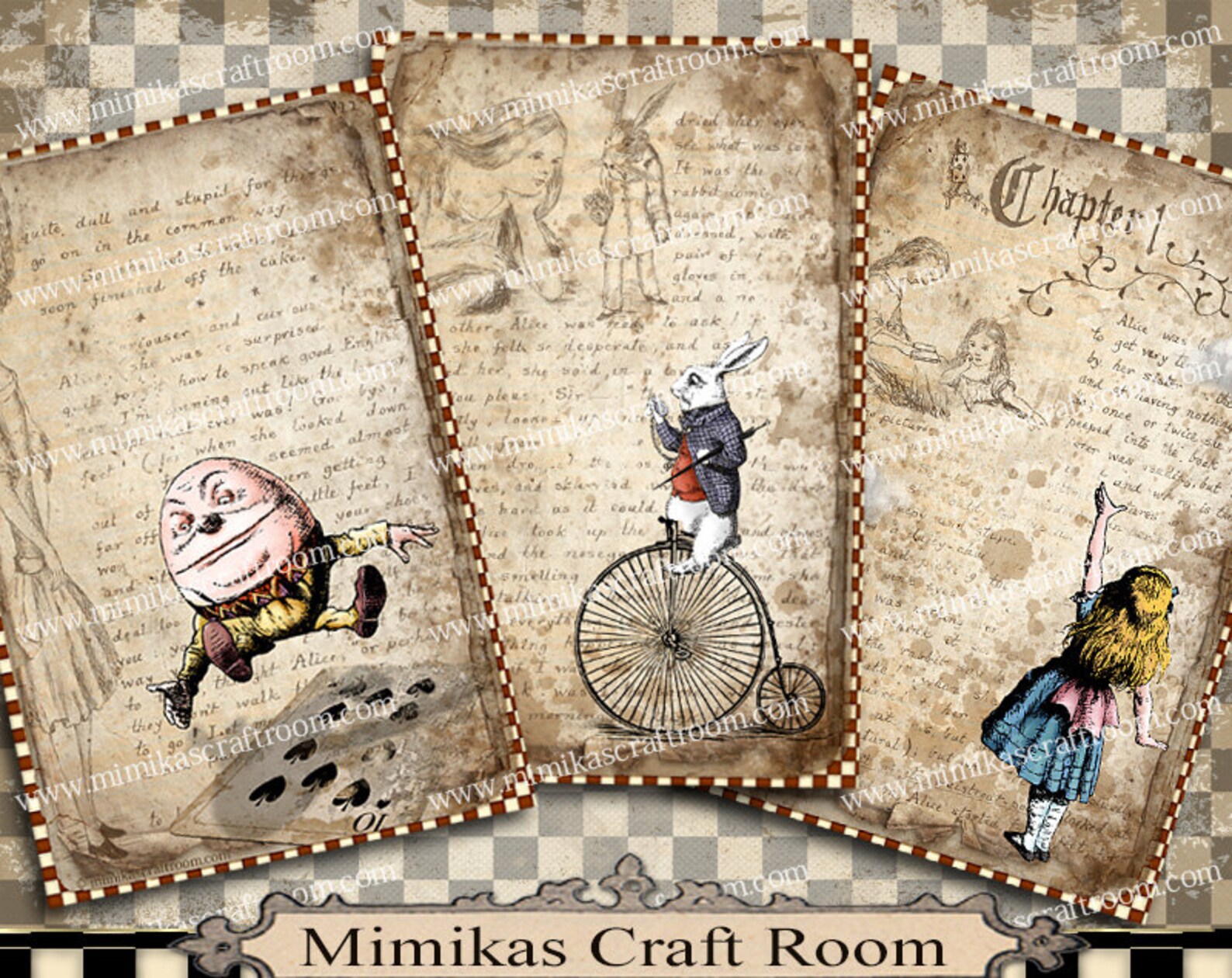 Alice Digital Paper Alice in Wonderland Printable Cards 4x6 Inches ...