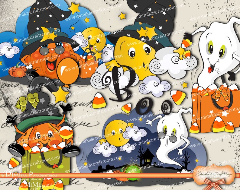 HALLOWEEN Clip Art Digital Collage Sheet Clipart for Digital - Etsy
