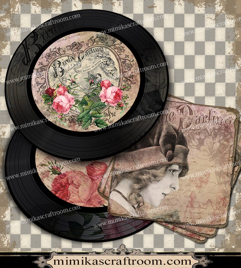 VINYL RECORD Printable Vintage Instant Download Music Digital Paper ...