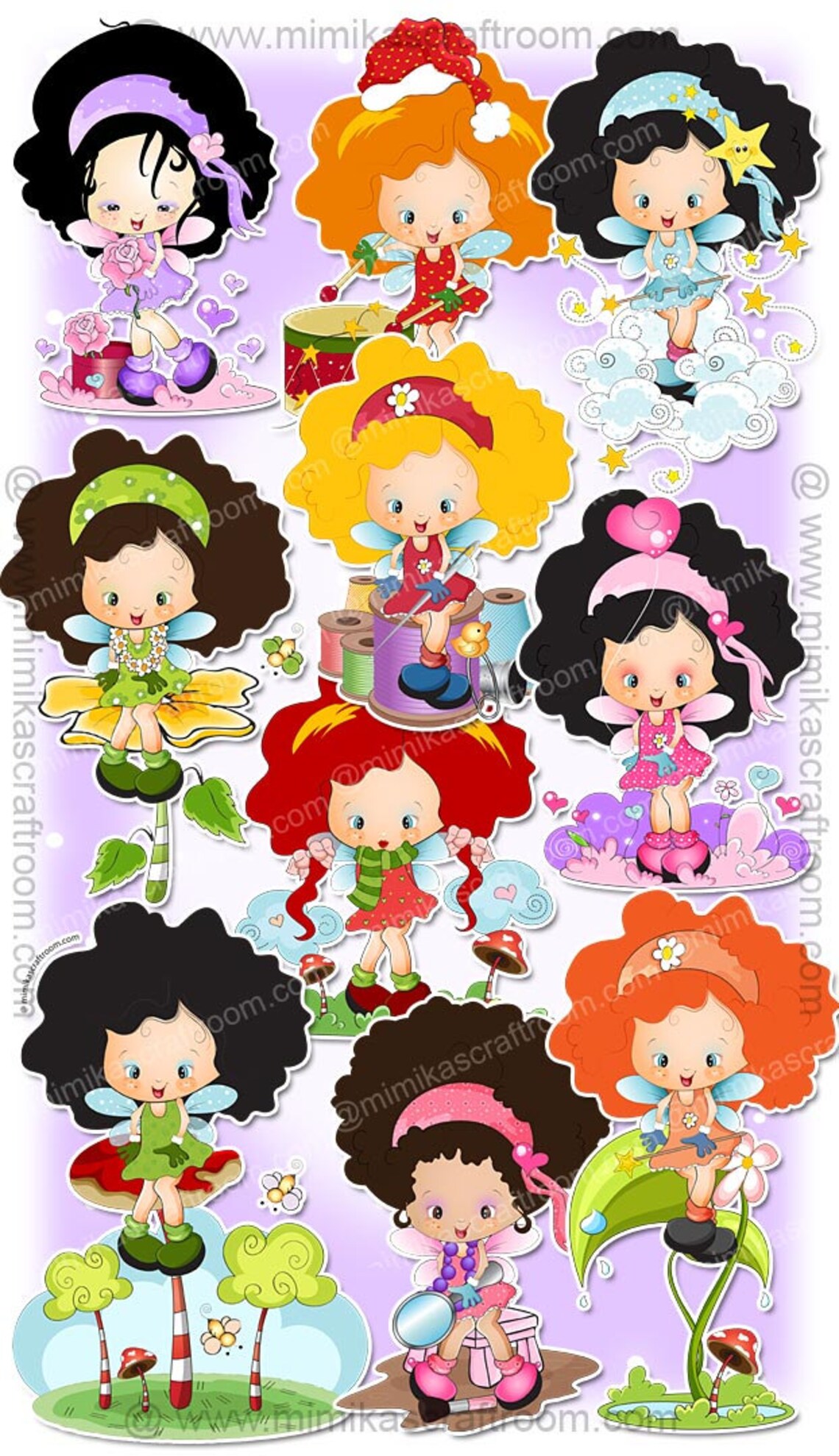 FAIRIES WORLD Digital Clip Art Digital Collage Sheet - Etsy