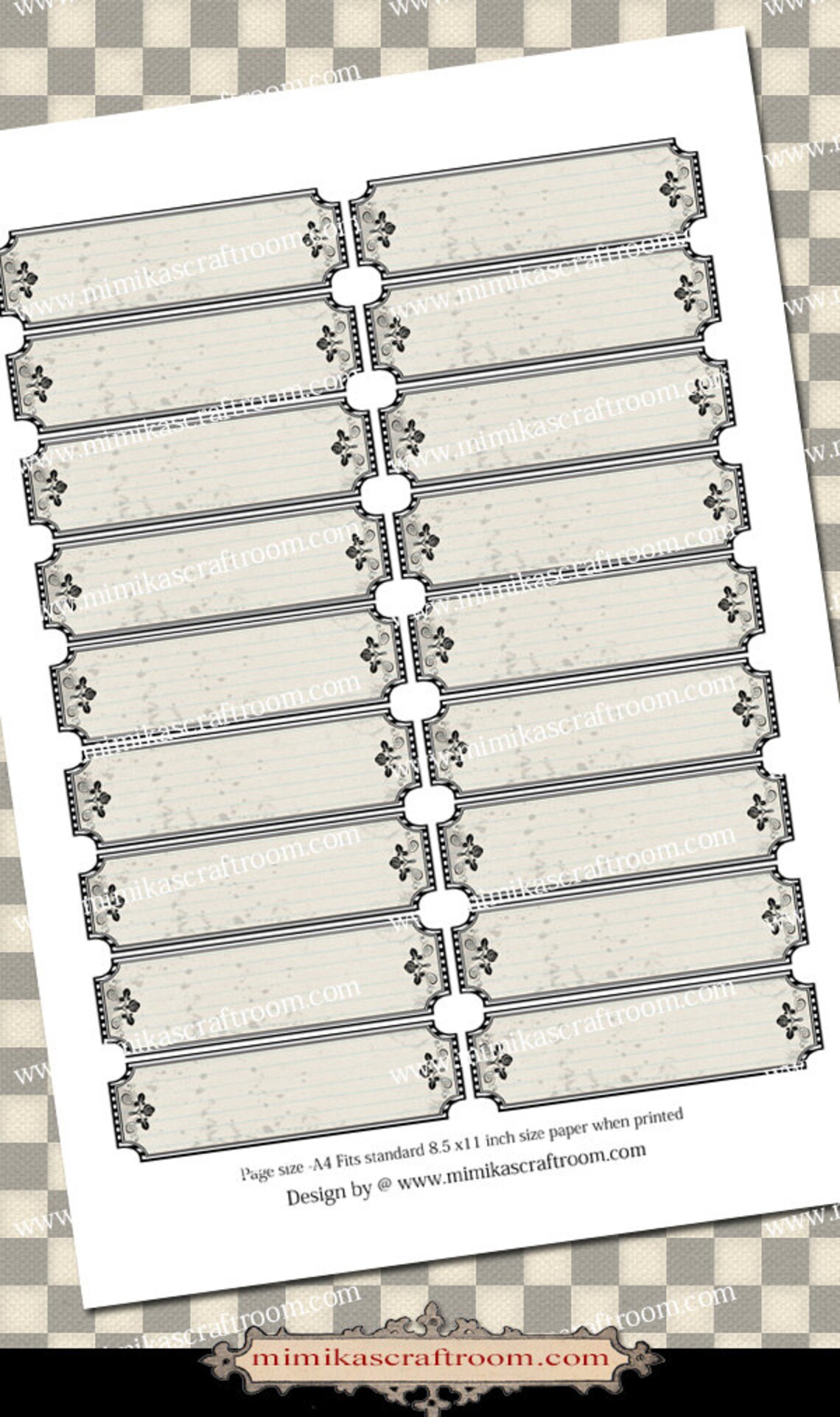 Printable Blank Labels Add Your Text Digital Paper Craft Supplies ...