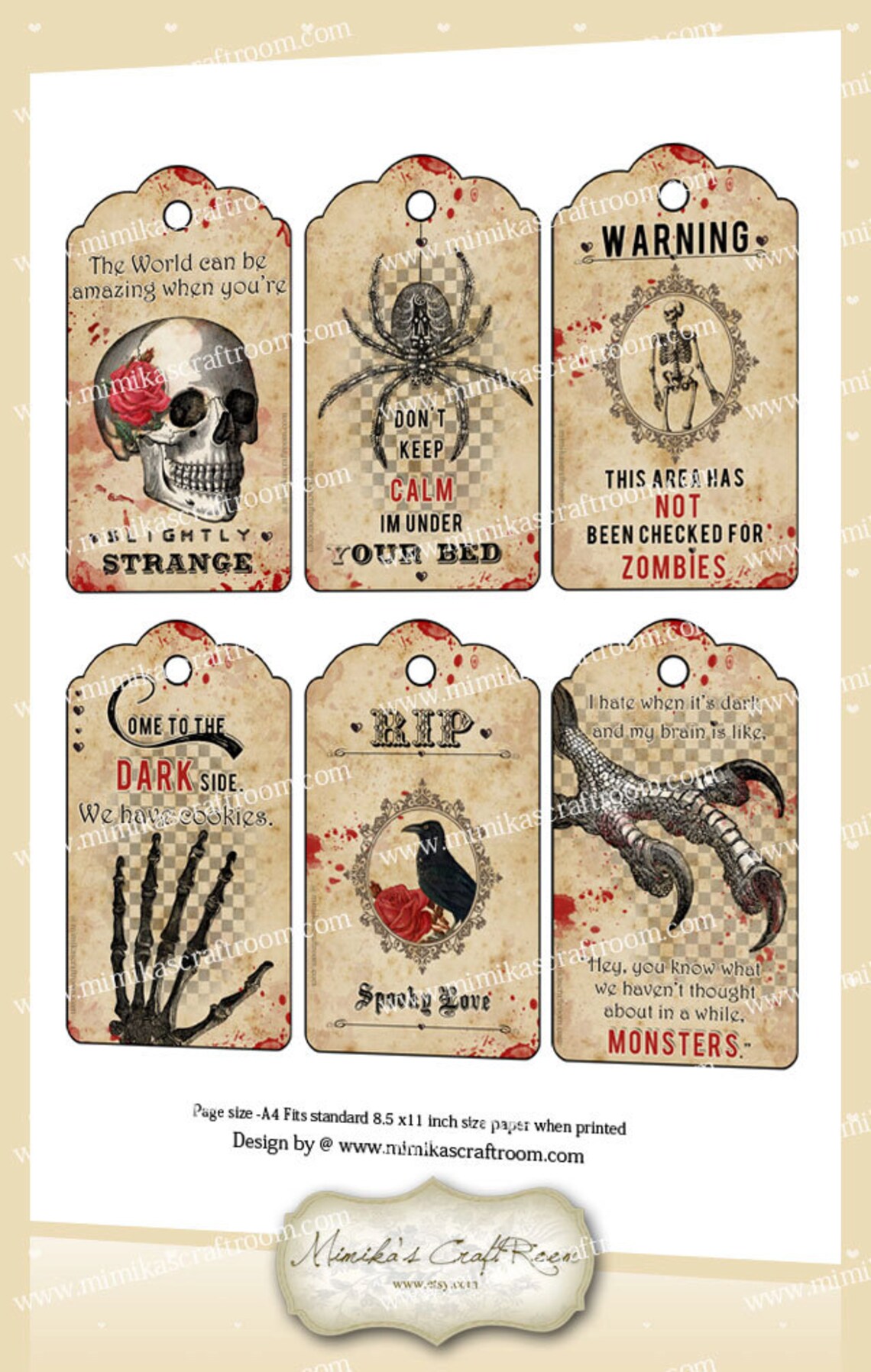 Halloween Tags Halloween Labels Printable Tags Digital Collage Sheet ...