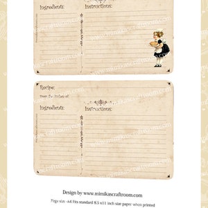 Printable Recipe Cards Instant Download Digital Collage Sheet KITCHEN ...