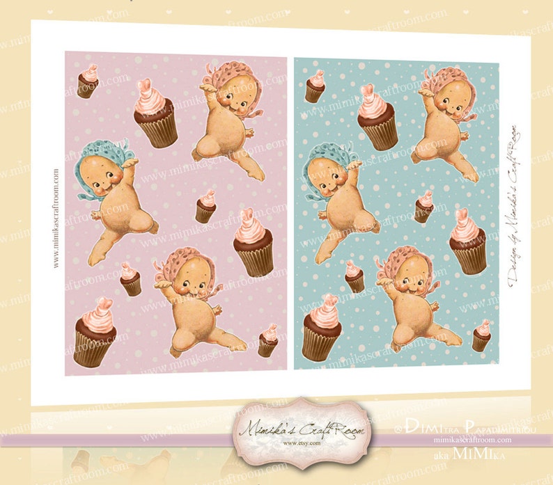 Vintage Kewpies Baby Doll Digital Collage Sheet Background Digital ...