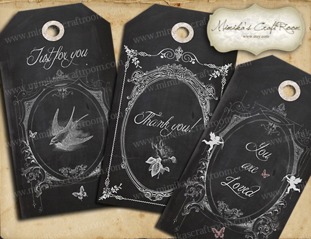 Chalkboard Printable Labels Tags Instant Download Digital Collage Sheet ...